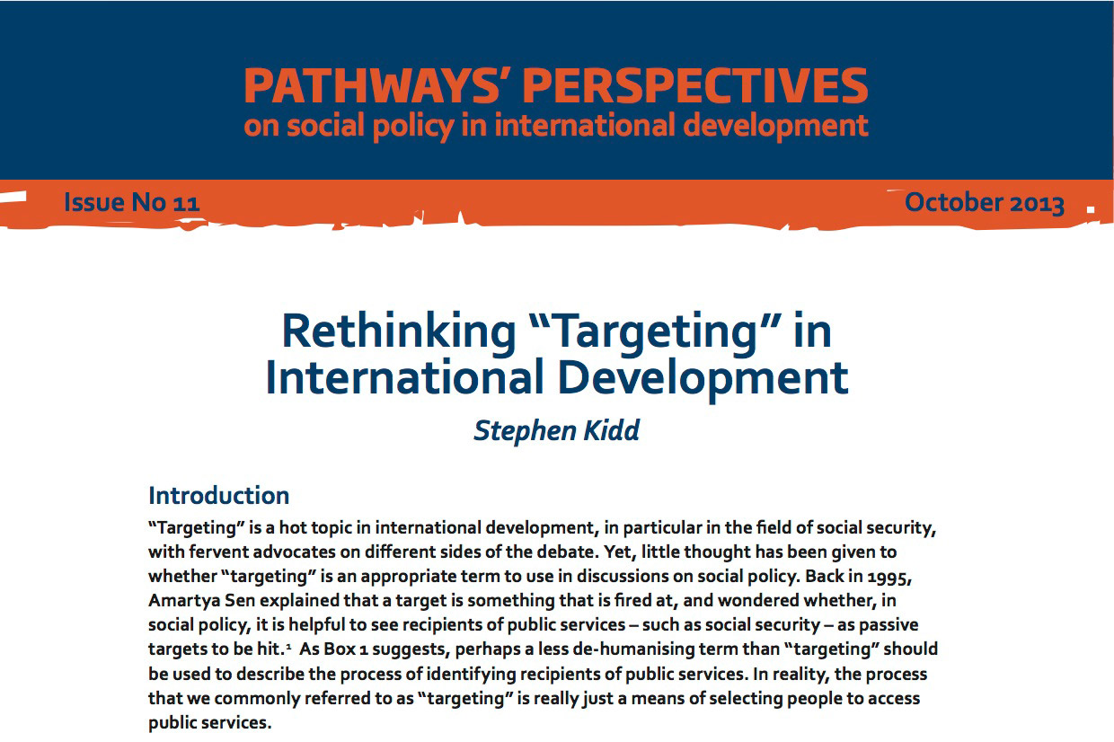Rethinking 'Targeting' in International Development - Development Pathways