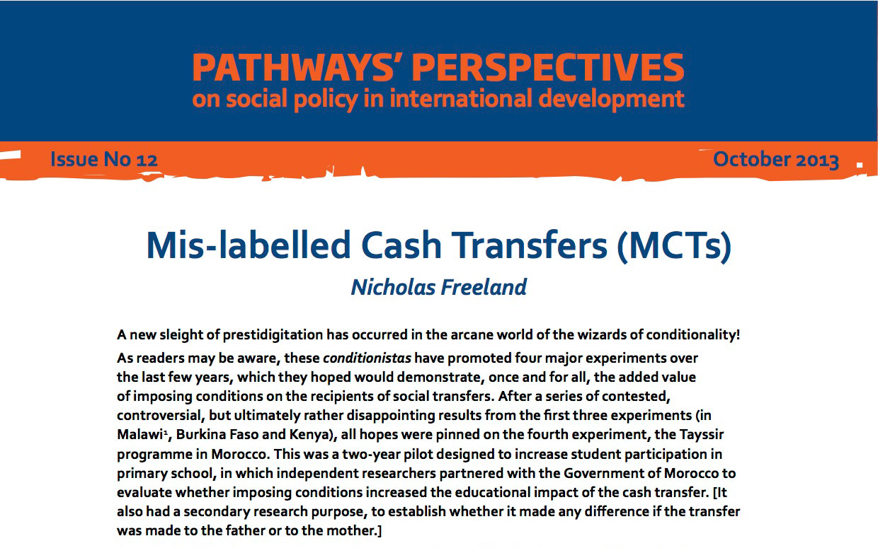 Mis-labelled Cash Transfers - Development Pathways: A DT Global Company