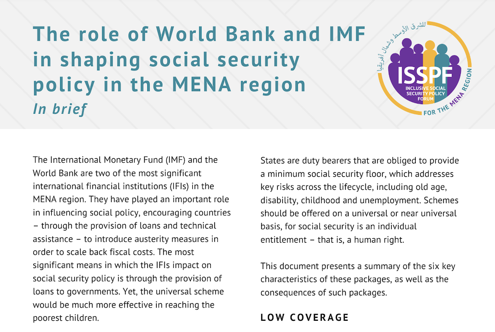 The role of World Bank and IMF in shaping social security policy in the ...
